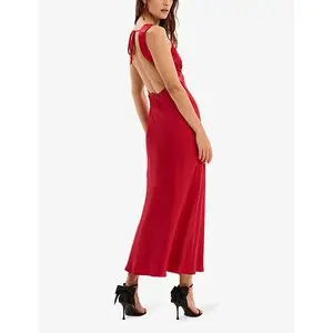OMNES Aurelia Lace-trim Satin Maxi Dress - Barbados Cherry