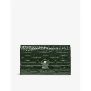 ASPINAL OF LONDON Croc-effect Leather Travel Wallet - Evergreen