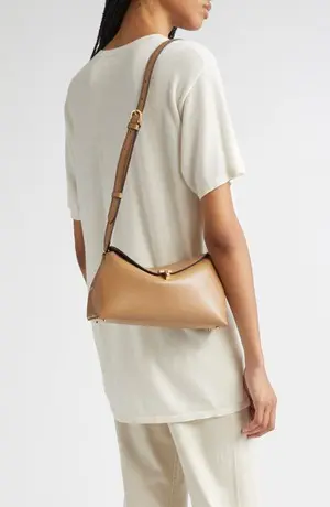TOTEME Palmellata T-lock Leather Clutch Crossbody - Camel