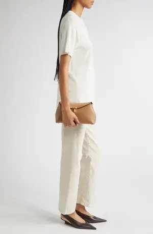 TOTEME Palmellata T-lock Leather Clutch Crossbody - Camel