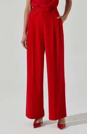 Astr The Label Bryony High-waisted Wide-leg Trousers - Red