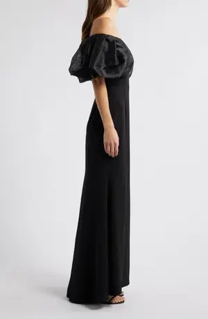 Eliza J Off-the-shoulder Puff Sleeve Gown