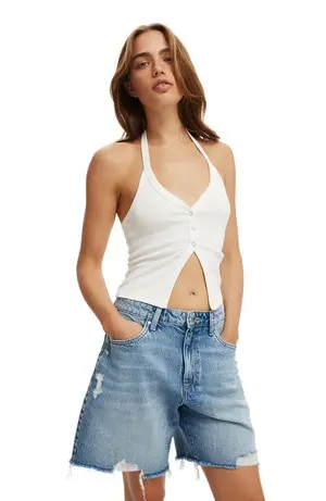 COTTON ON Relaxed Denim Shorts - Saltwater Blue Rip