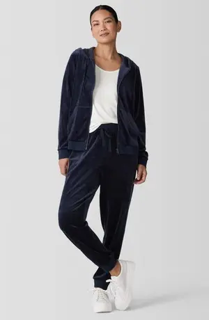 Eileen Fisher Velour Zip-up Hoodie