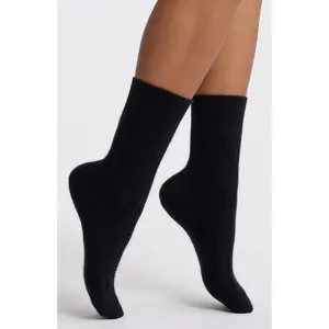 Nordstrom Rib Cashmere Blend Crew Socks - Black Rock