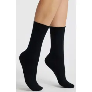 Nordstrom Rib Cashmere Blend Crew Socks Black