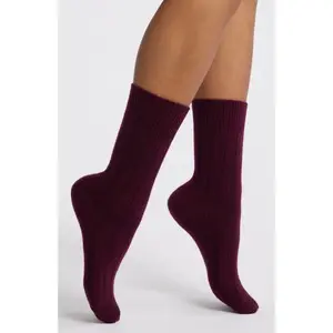 Nordstrom Rib Cashmere Blend Crew Socks - Burgundy Field