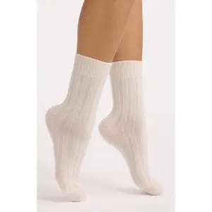 Nordstrom Rib Cashmere Blend Crew Socks - Ivory