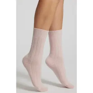 Nordstrom Rib Cashmere Blend Crew Socks Pink Lotus