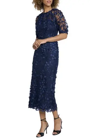 Maggy London Floral Appliqué Midi Dress