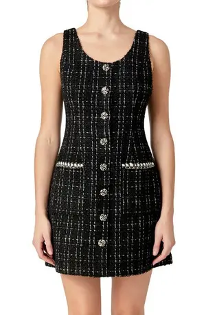English Factory Metallic Tweed Mini Sheath Dress