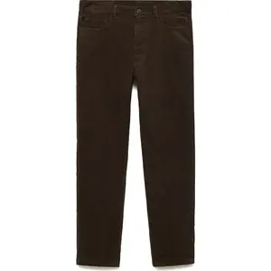 Mango Regular Fit Straight Leg Corduroy Pants - Chocolate