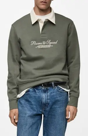 Mango Poems Squad Cotton Polo Sweatshirt