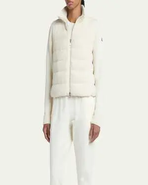 Moncler Quilted Faux Fur Combo Cardigan