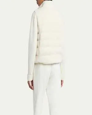 Moncler Quilted Faux Fur Combo Cardigan