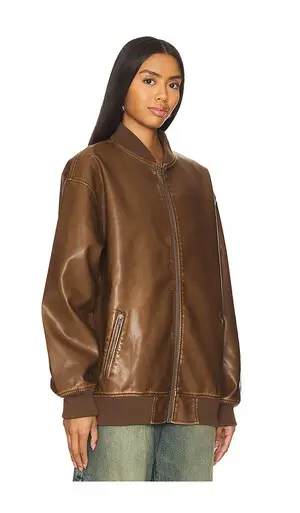 Superdown Ariel Faux Leather Bomber - Brown