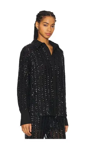 SANS FAFF Striped Sequin Long Sleeve Blouse