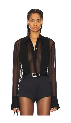 SANS FAFF Meghan Panelled Silk Blouse - Black