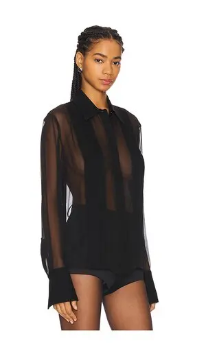 SANS FAFF Meghan Panelled Silk Blouse - Black