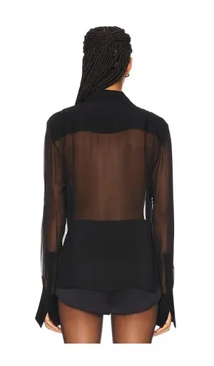 SANS FAFF Meghan Panelled Silk Blouse - Black
