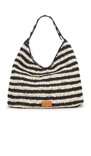Seafolly Raffia Stripe Tote - Natural & Black
