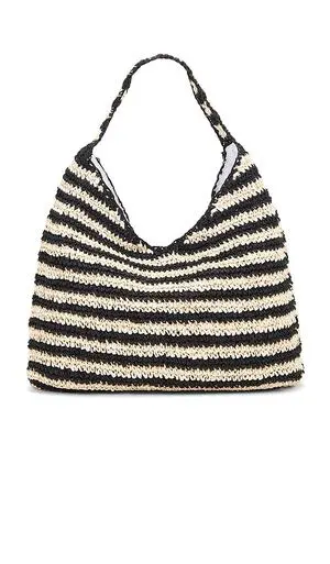 Seafolly Raffia Stripe Tote - Natural & Black