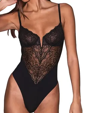 FLEUR DU MAL FLEUR DU MAL Bianca Lace Bodysuit Black