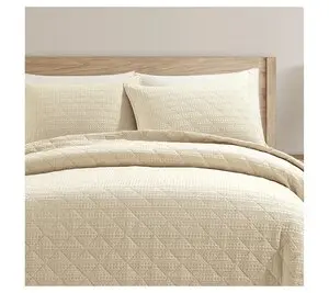 LUSH DECOR Haniya Solid Waffle Quilt 3pc Set Fu Ll/queen