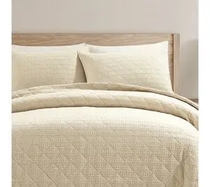 LUSH DECOR Haniya Solid Waffle Quilt 3pc Set Ki Ng