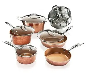GOTHAM STEEL Hammered 10 Piece Nonstick Ceramic Cookware Set - One-color