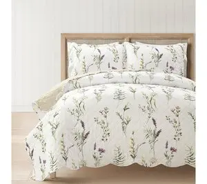 LUSH DECOR Watercolor Wildflower Scallop Edged Uilt F/q - One-color