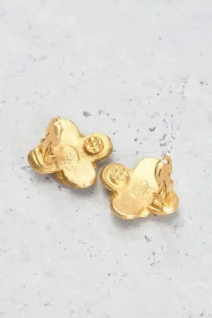 Chanel 1994 Cc Studded Cross Clip-on Earrings