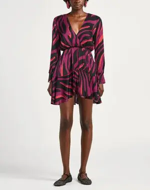 Pinko Zebra-print V-neck Long-sleeve Mini Dress