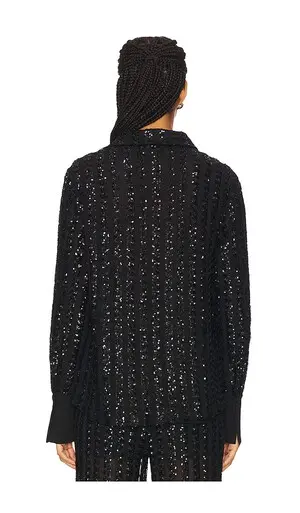 SANS FAFF Striped Sequin Long Sleeve Blouse