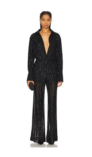 SANS FAFF Striped Sequin Long Sleeve Blouse