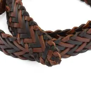 CORRIDOR Braided Leather Belt With Antique Brass Buckle