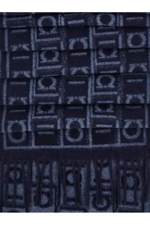 FERRAGAMO Monogram Scarf - Navy