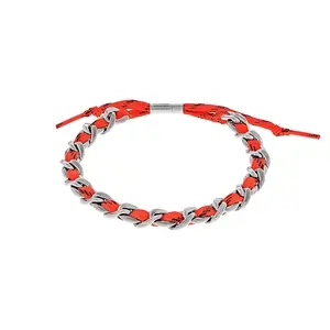 Balenciaga Malibu Gourmette Choker - Antique Silver/neon Orange