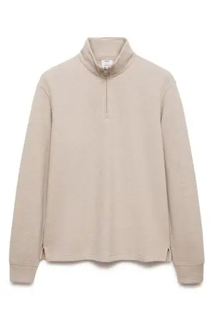 Mango Knit Cotton Blend Sweatshirt - Sand