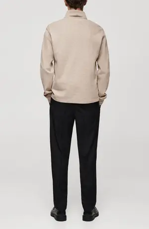 Mango Knit Cotton Blend Sweatshirt - Sand