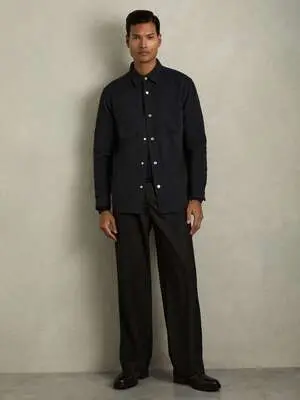 REISS Fitzroy Brushed Corduroy Press-stud Overshirt