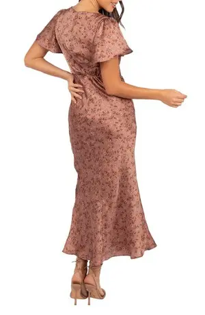 PETAL & PUP Flossy Floral Satin Midi Dress