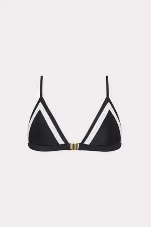MILLY CABANA Positano Color Block Bikini Top - Black