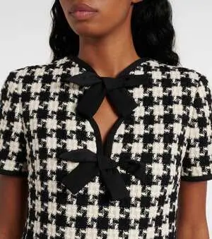 Valentino Garavani Bow-detail Houndstooth Tweed Minidress