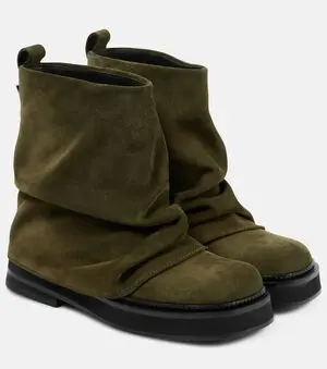 Attico Mini Robin Suede Ankle Boots - Green