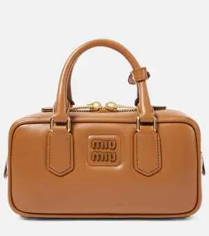 Miu Miu Arcadie Small Leather Tote - Brown