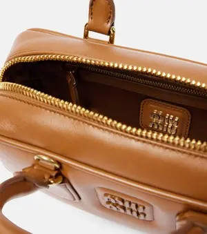 Miu Miu Arcadie Small Leather Tote - Brown