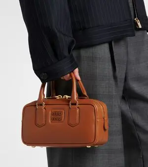 Miu Miu Arcadie Small Leather Tote - Brown