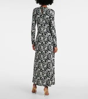 La DoubleJ Swing Printed Midi Dress - Black