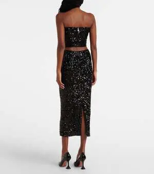 ROTATE BY BIRGER CHRISTENSEN Sequined Midi Skirt